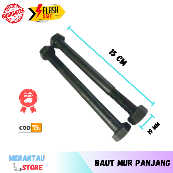 Baut Mur Panjang 15 cm Baut Balok Baja kunci 19mm Baut Blandar Mur Baut ...
