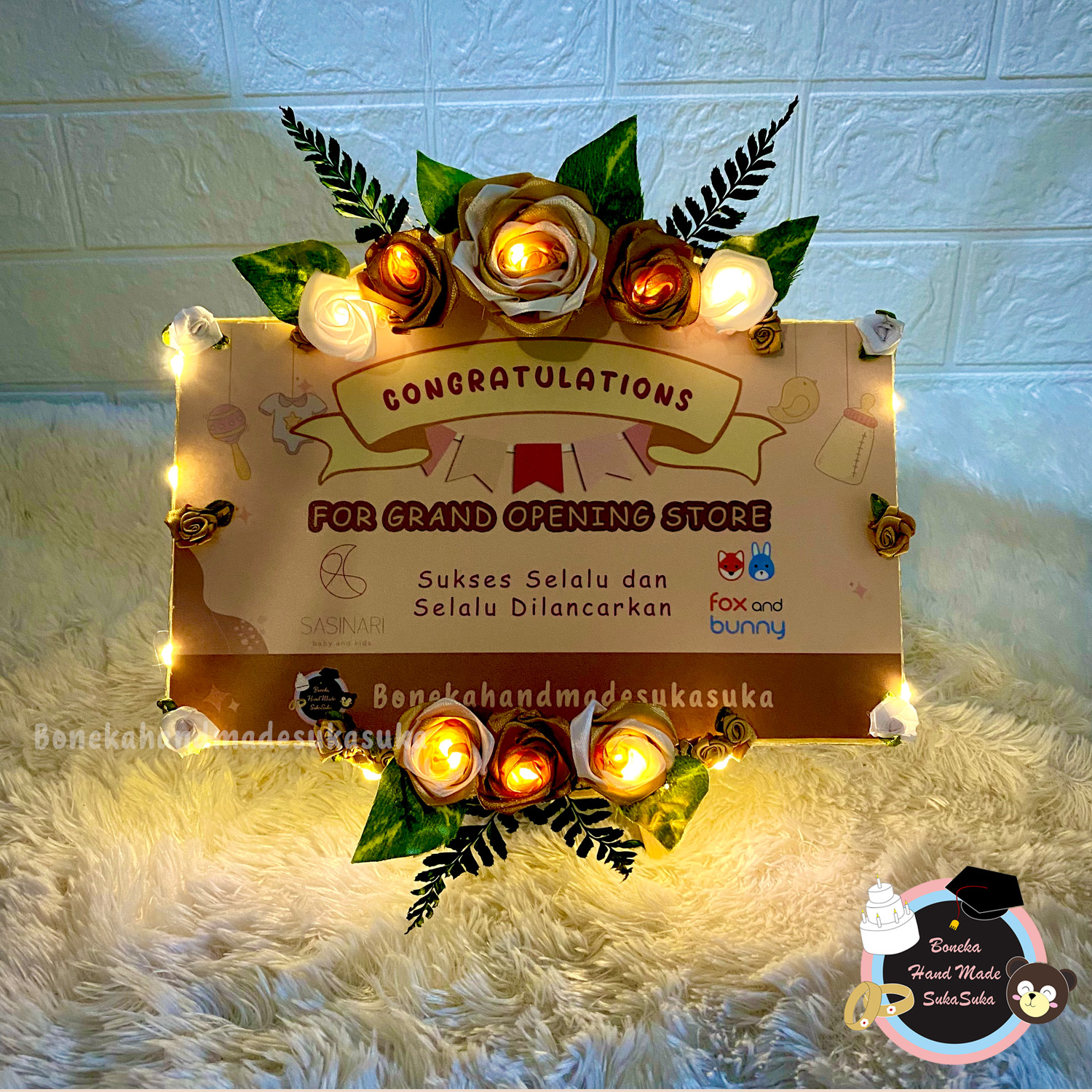 Karangan Bunga Mini 25x20cm Bisa Nyala Ada Lampu LED nya dan juga sudah ...