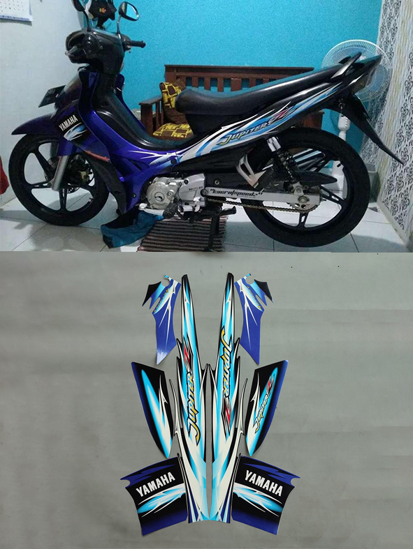 STIKER STRIPING LIS LES BODY MOTOR JUPITER Z 2007 BIRU HITAM | Lazada ...