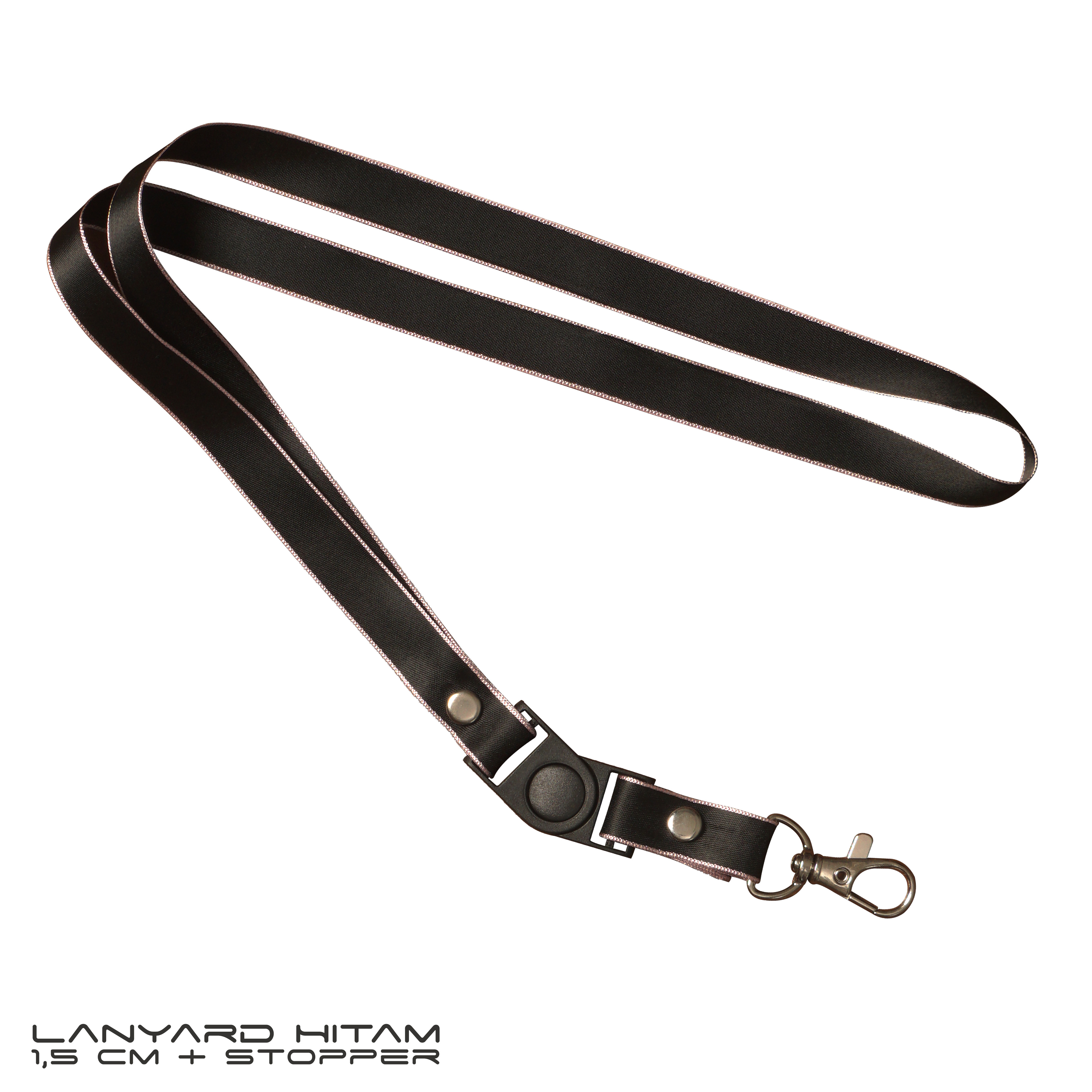 Lanyard Hitam Strip Ungu 1,5cm Stopper + Karet | Lazada Indonesia