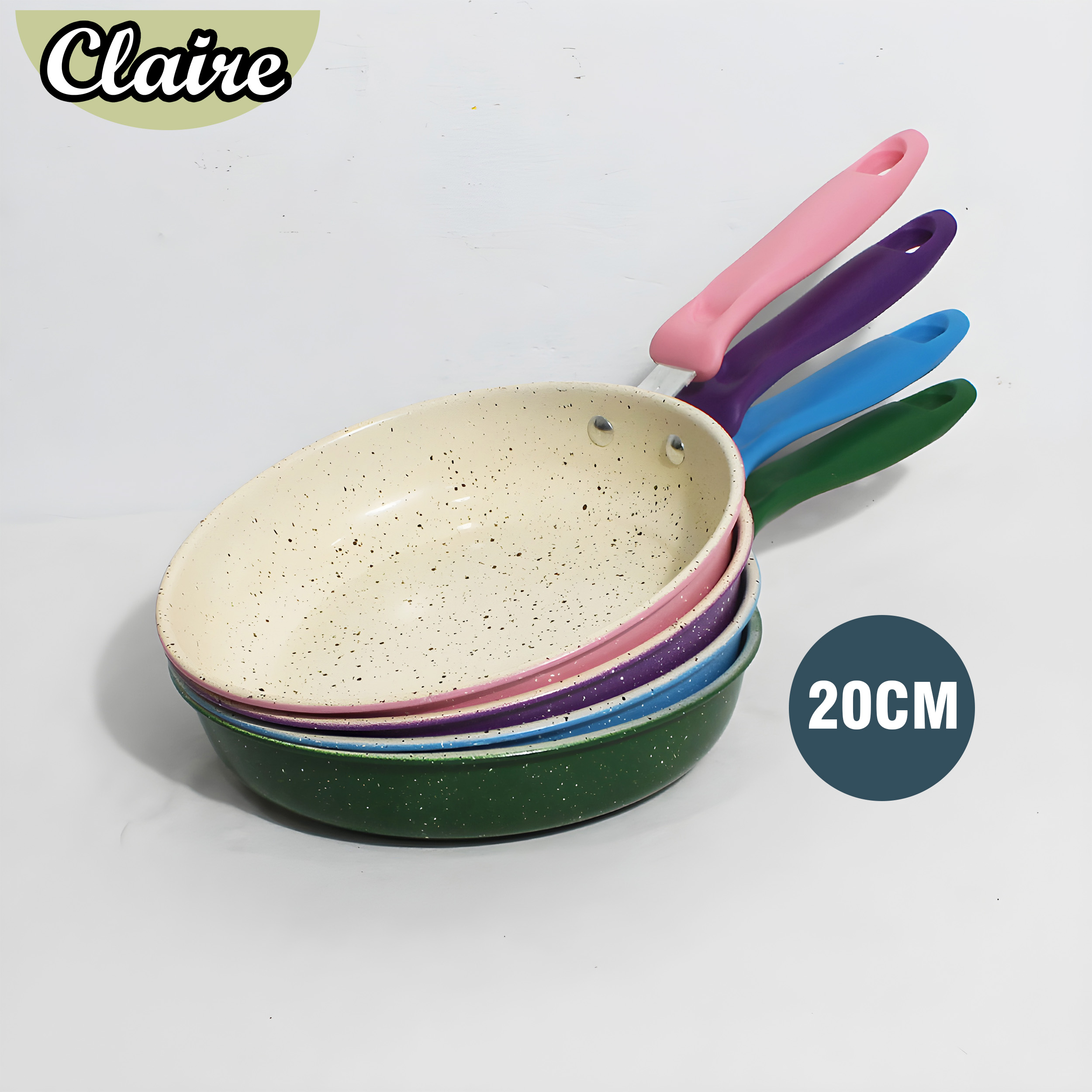 Claire Panci Teflon Frypan warna / Frypan anti lengket / Fry pan Marble ...
