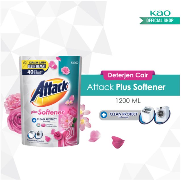 Attack Deterjen Cair Plus Softener 1200 ml - Sabun Cuci Baju / Detergen ...