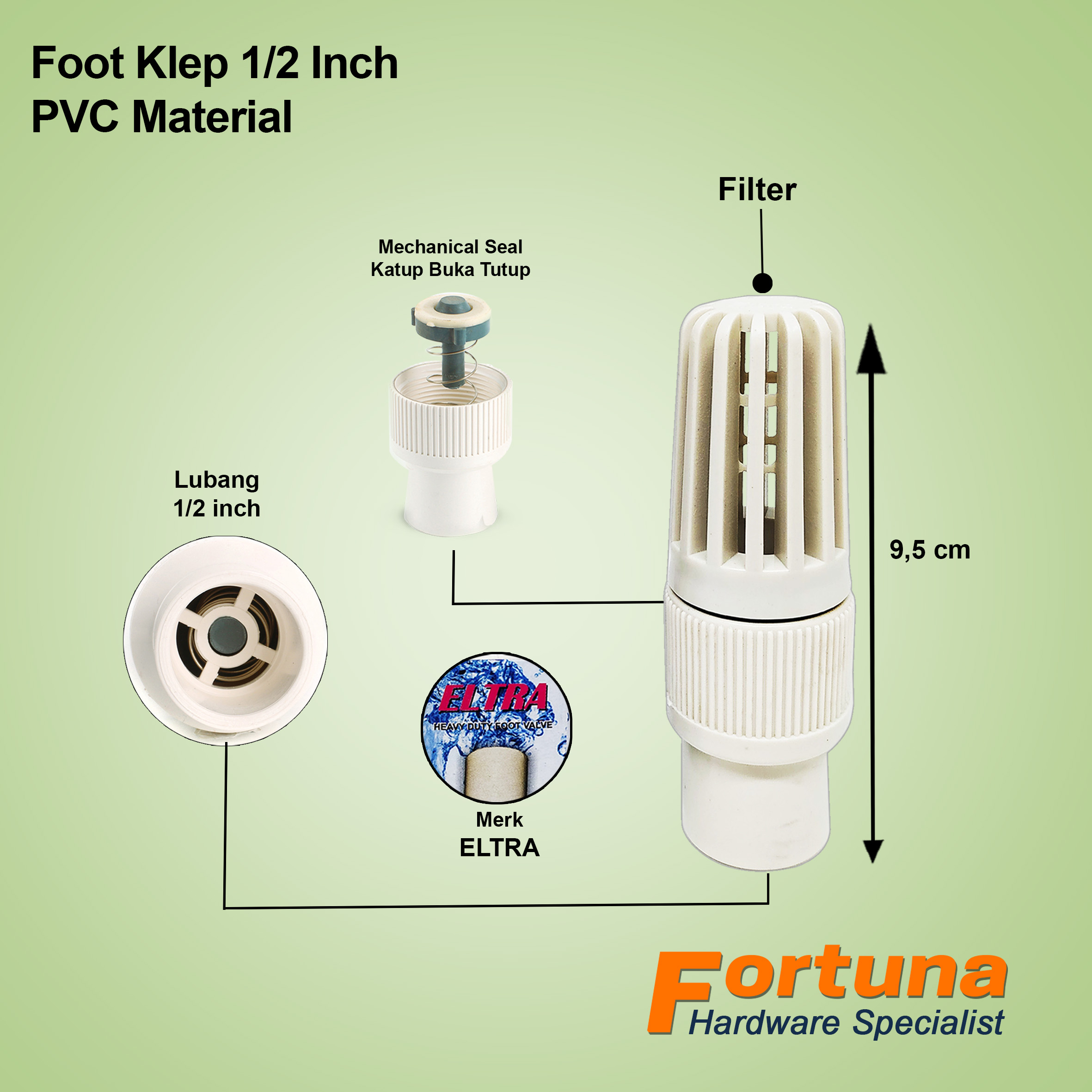 FORTUNA Foot Klep / Foot Valve Jumbo Ukuran 1/2 Inch | Lazada Indonesia