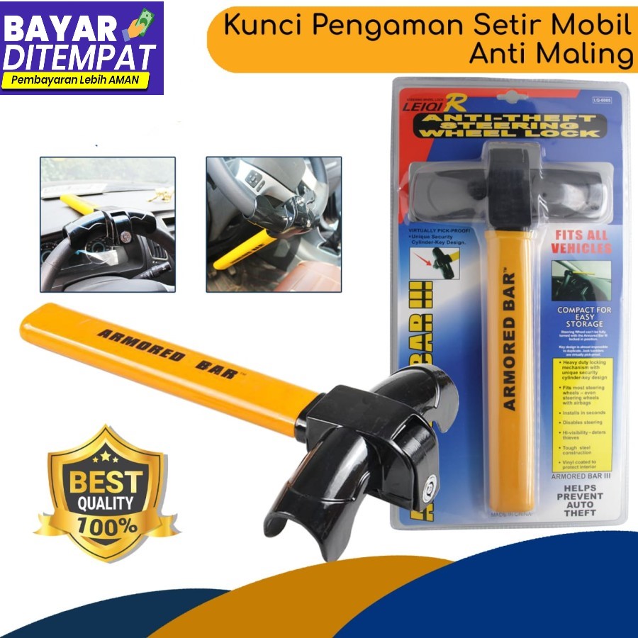 Kunci Stang Setir Mobil Armored Bar Gembok Stir Pengaman Anti Maling ...