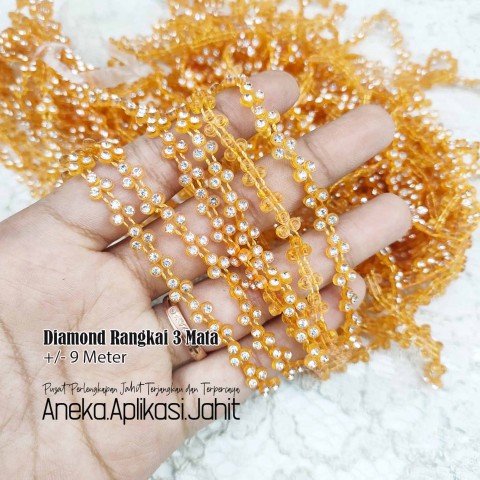 1 METER DIAMOND RANGKAI / PERMATA BERLIAN / DIAMOND BARIS 3 MATA ...