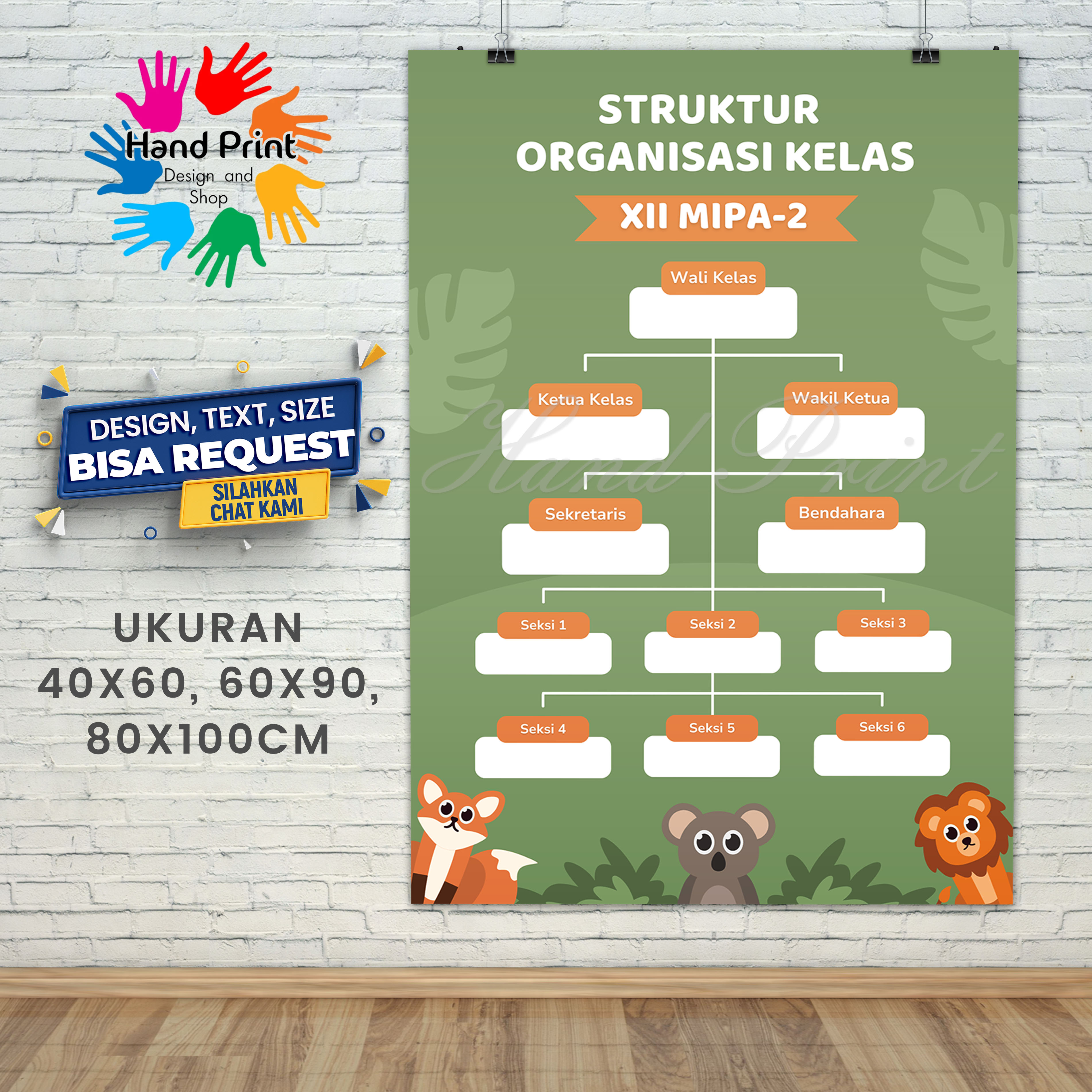 Spanduk Banner MMT Struktur Organisasi Kelas Susunan Pengurus Kelas ...