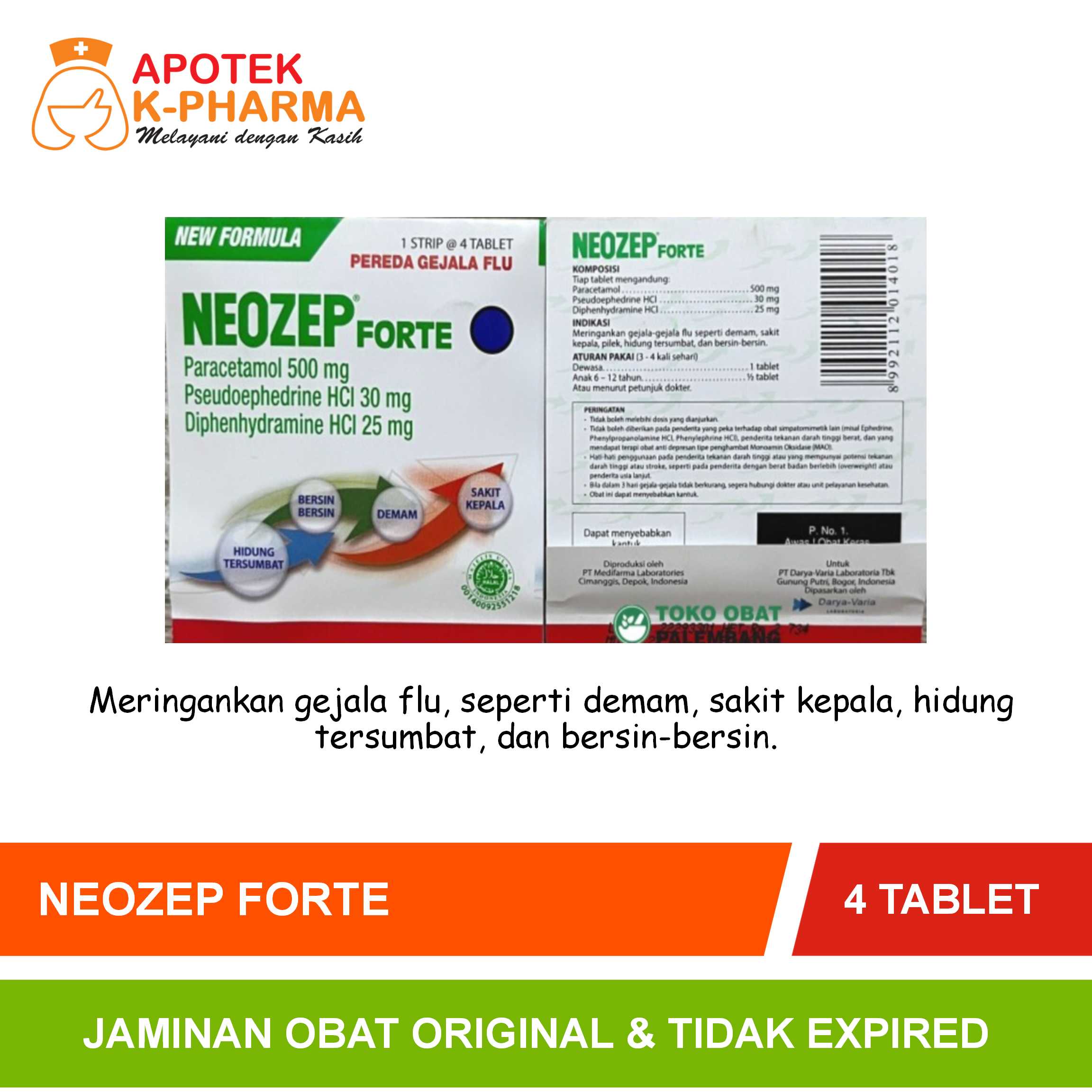 Neozep Forte Strip Isi 4 Tablet Obat Original Darya Varia | Lazada ...