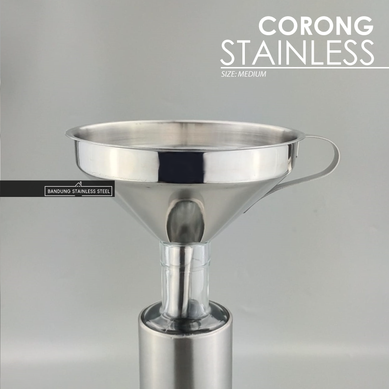 Corong Stainless dengan gagang serbaguna tuang minyak garam kecap jus ...