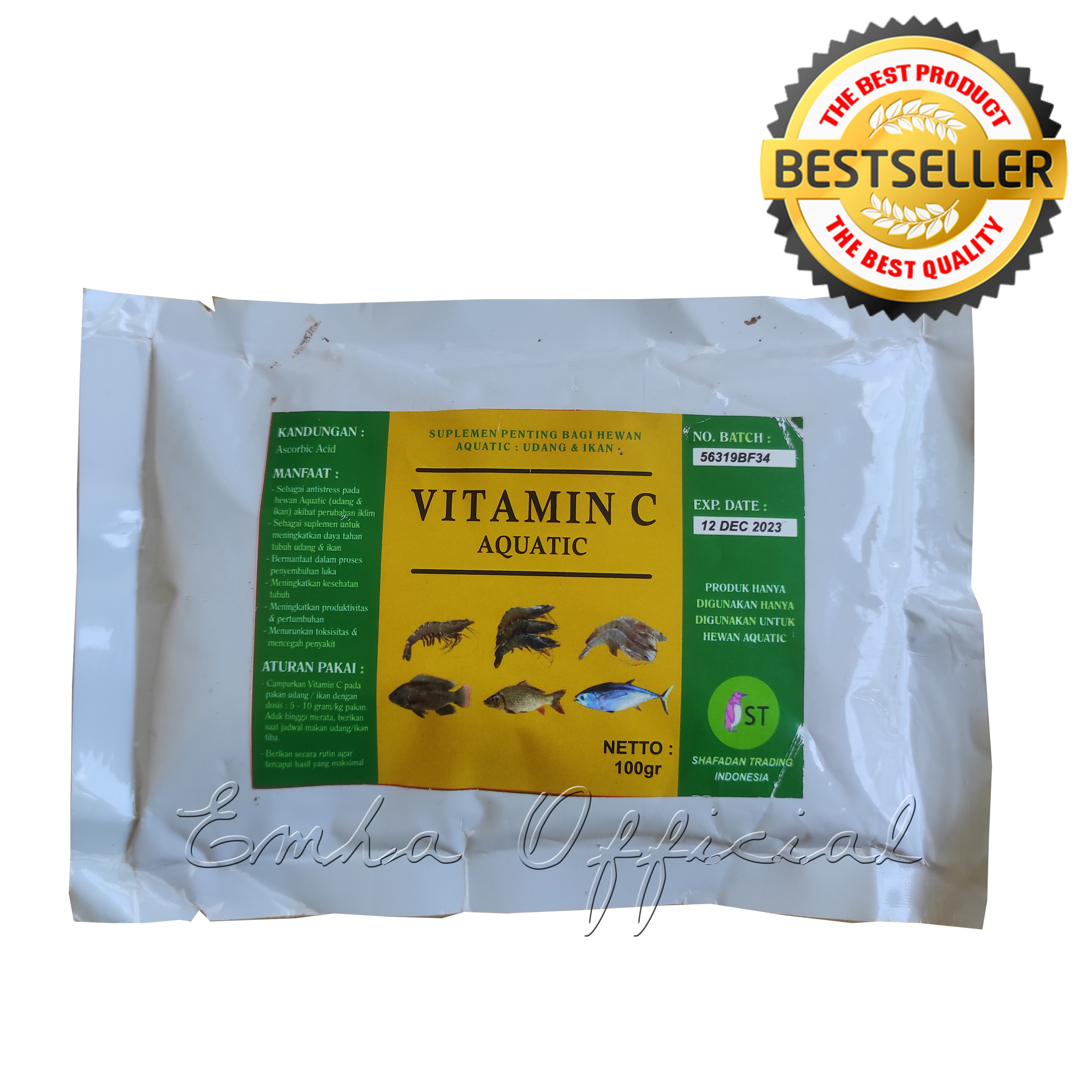 Vitamin C L-Ascorbic Acid WS-FG Meningkatkan Daya tubuh Ikan Udang Patin Lele Cupang Guppy ...