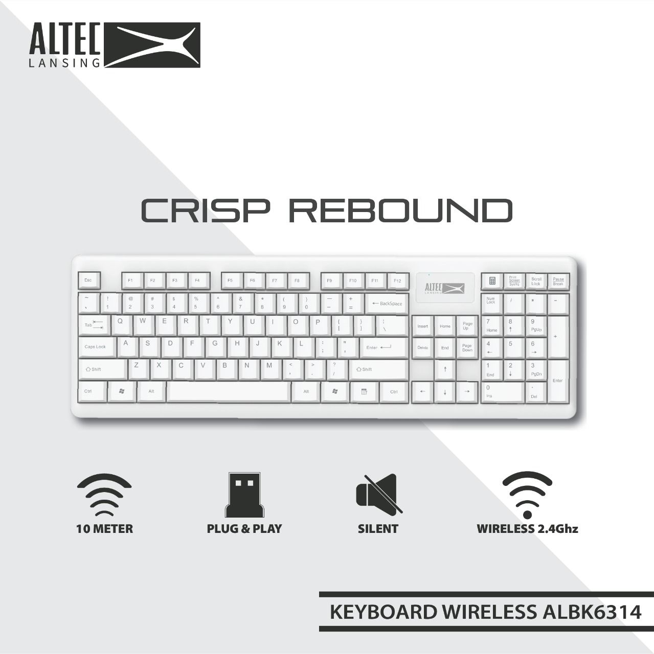 Keyboard Estetik Altec Lansing Wireless ALBK6314 Silent Design | Lazada ...