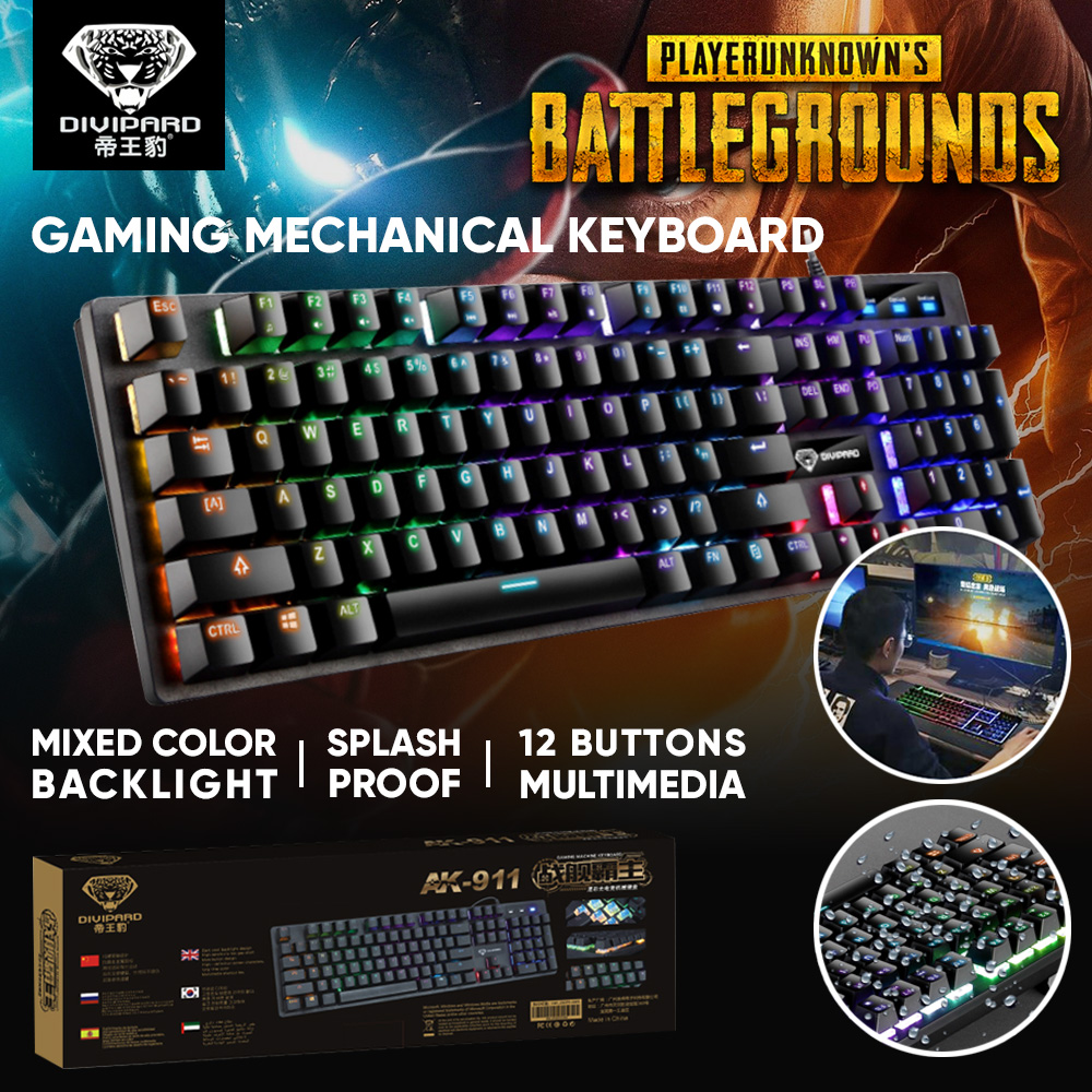 Keyboard Gaming Kabel Mechanical Divipard AK-911 LED RGB untuk PC ...