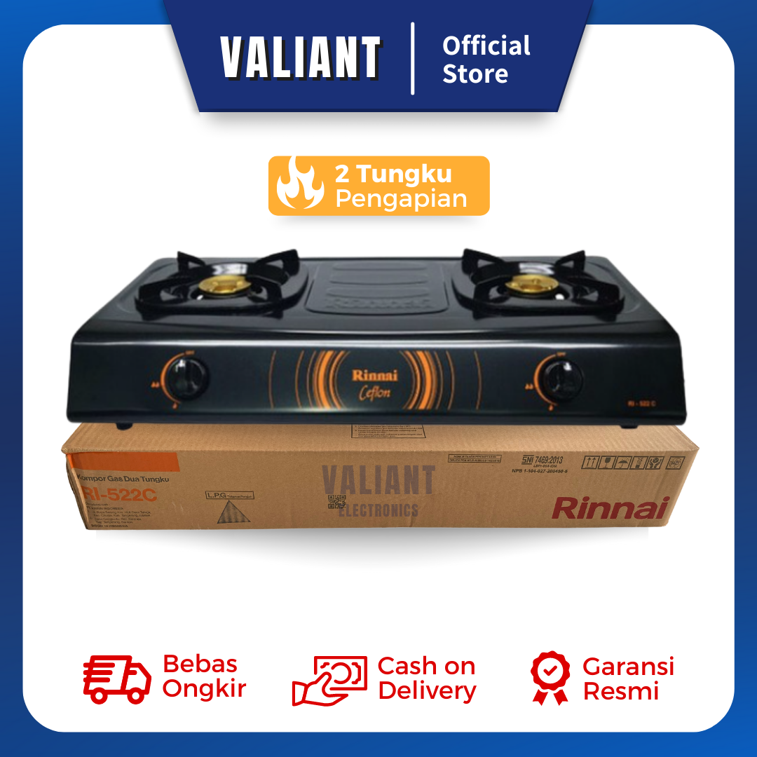 Rinnai Kompor Gas 2 Tungku RI522C / RI 522C / RI 522 C | Lazada Indonesia