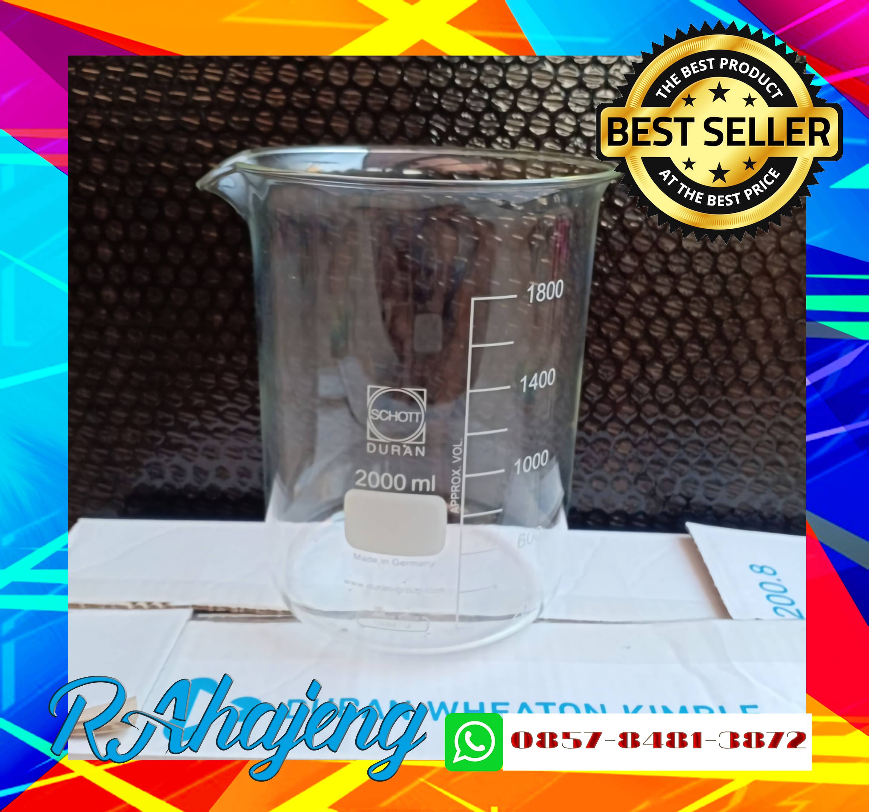 FAST SALE UKURAN 2000 ML / 2 LITER BEAKER GLASS SCHOTT DURAN TAHAN ...