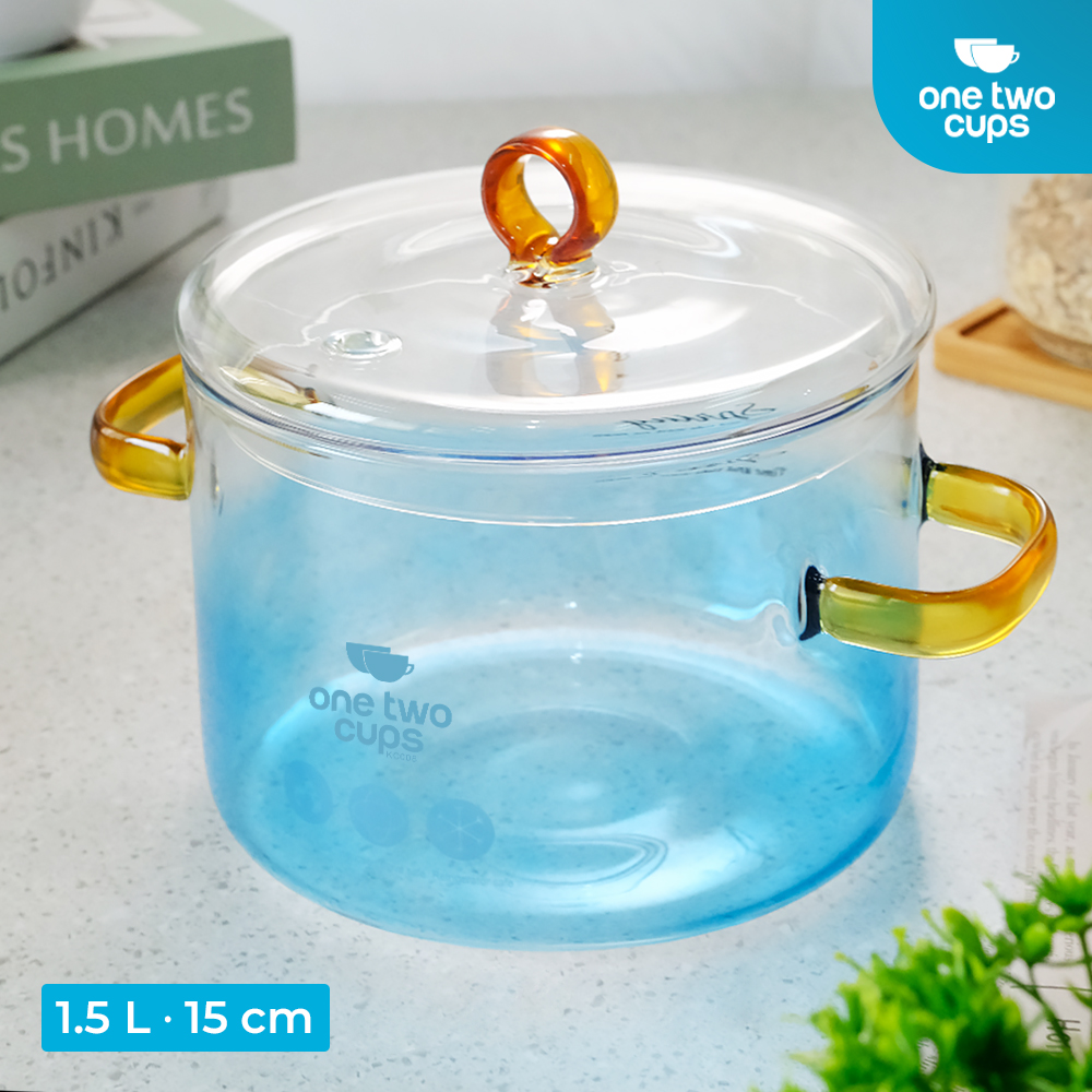 Panci Kaca Glass Cooking Pot Tahan Panas Api 15cm - KC008 - Blue ...