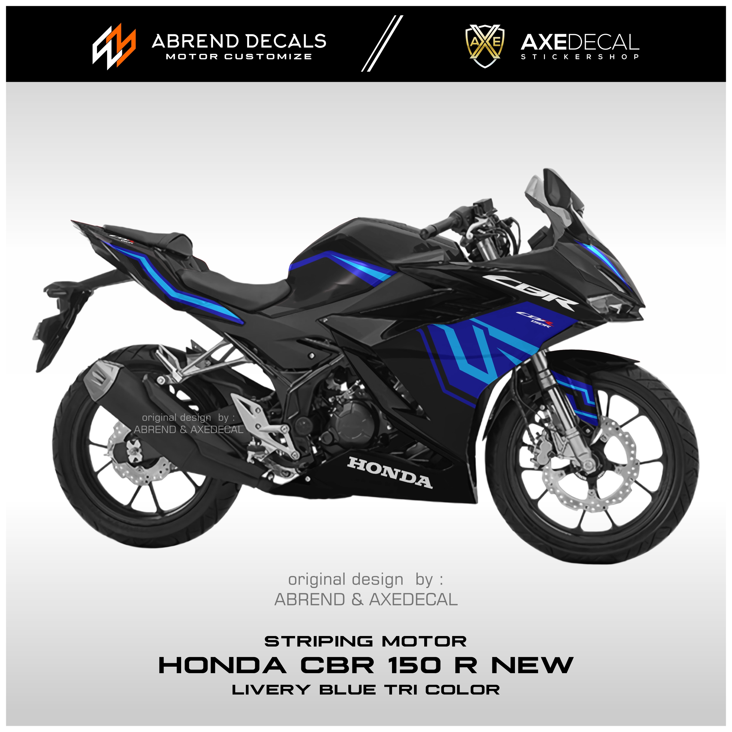 STRIPING CBR 150 R NEW LIVERY BLUE TRI COLOR / STIKER MOTOR HONDA CBR ...