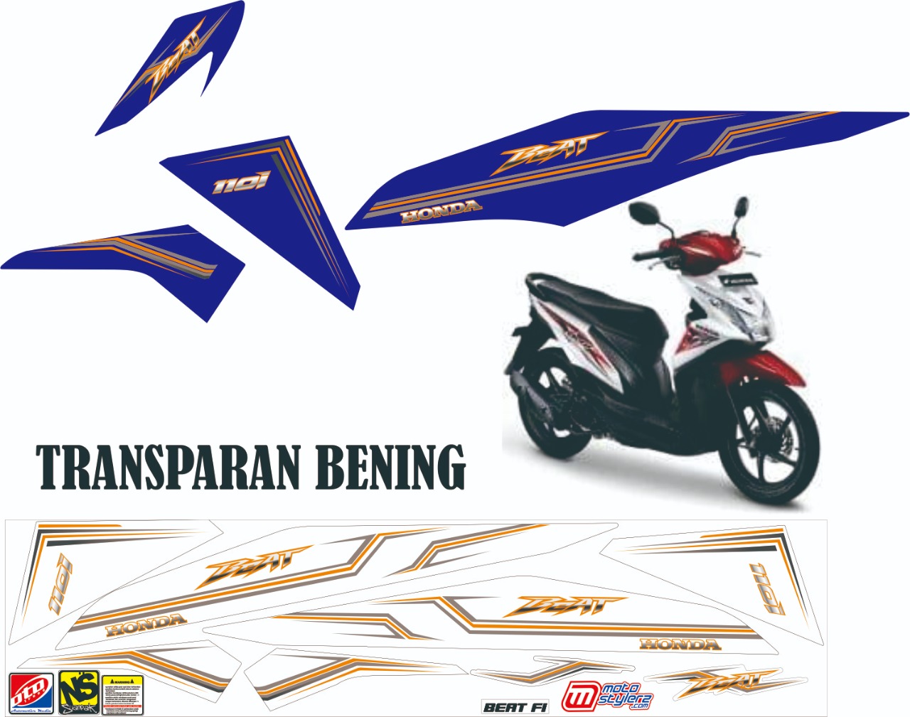STRIPING BEAT FI 2013-2015 TRANSPARAN UV NEW DESAIN GARIS-GARIS 1 ...