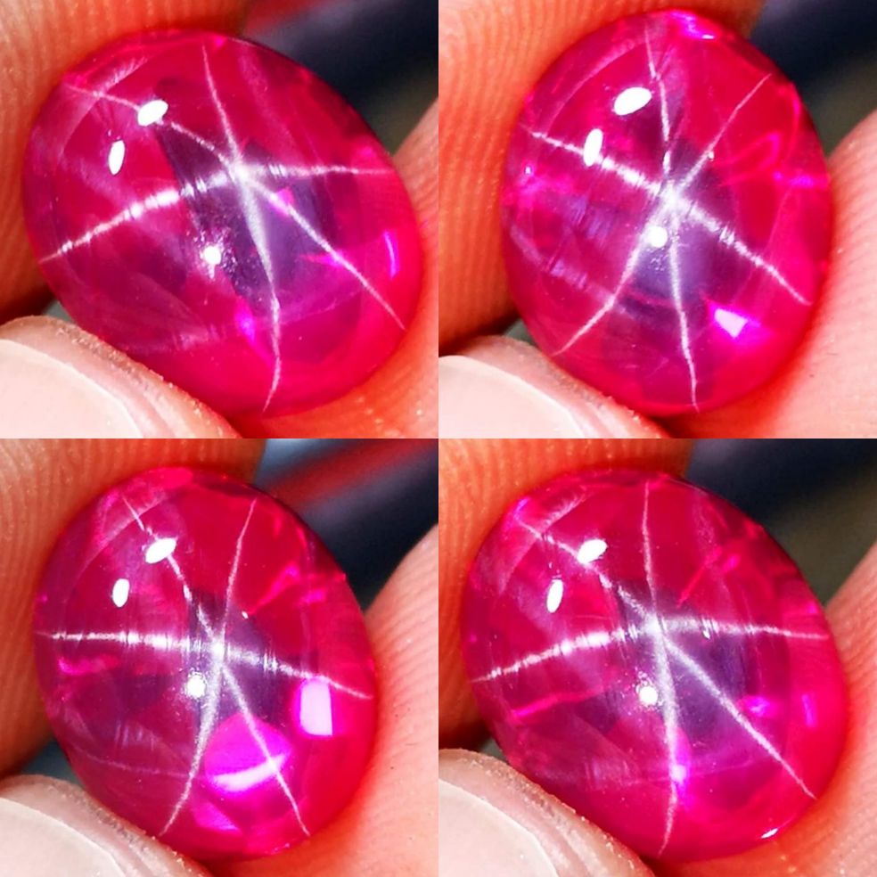 Batu Permata Ruby star burma asli top 6 ray star tajam crystal HQ ...