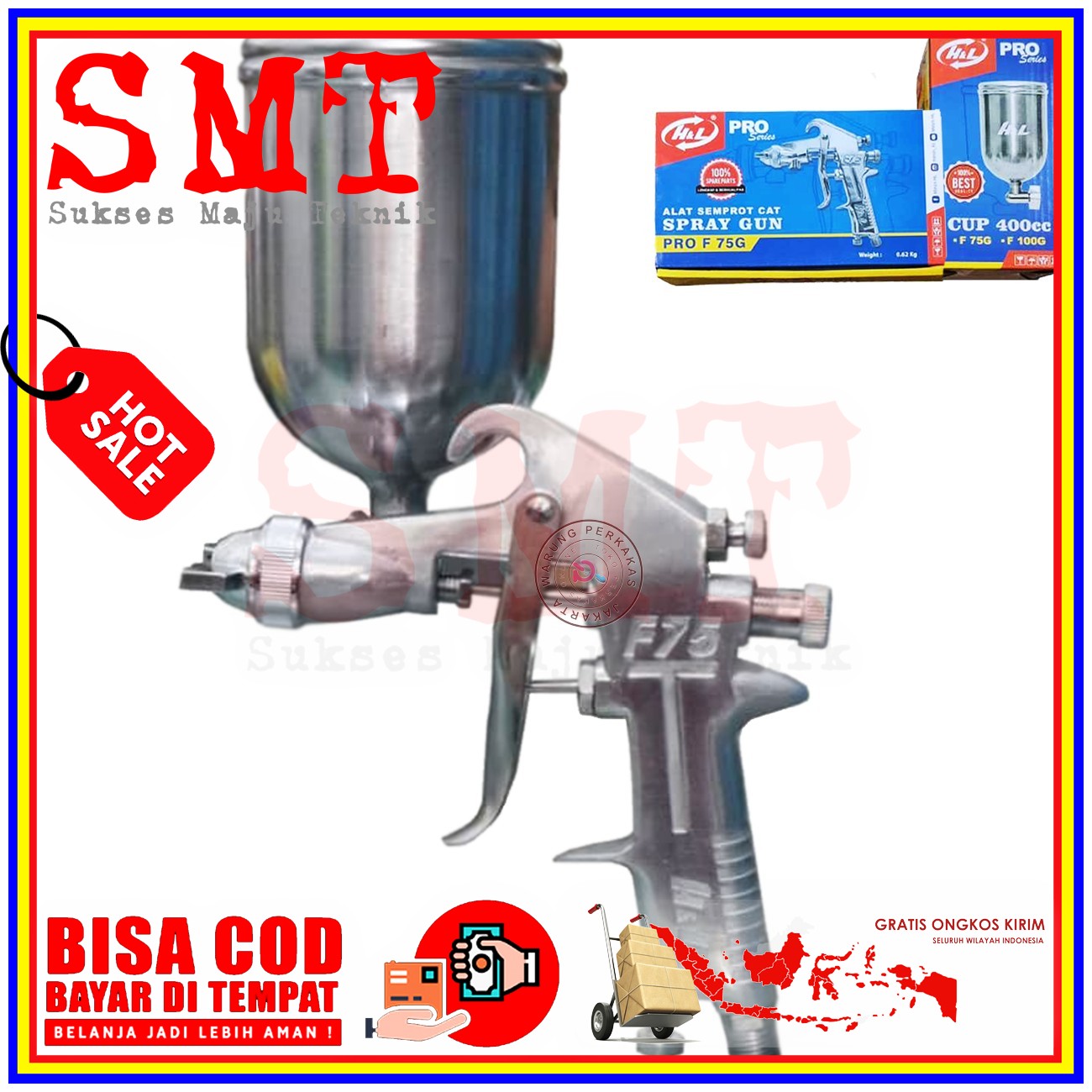H&L Pro Spray Gun F75G Tabung Atas Spray Gun 400Cc Alat Penyemprot Cat ...