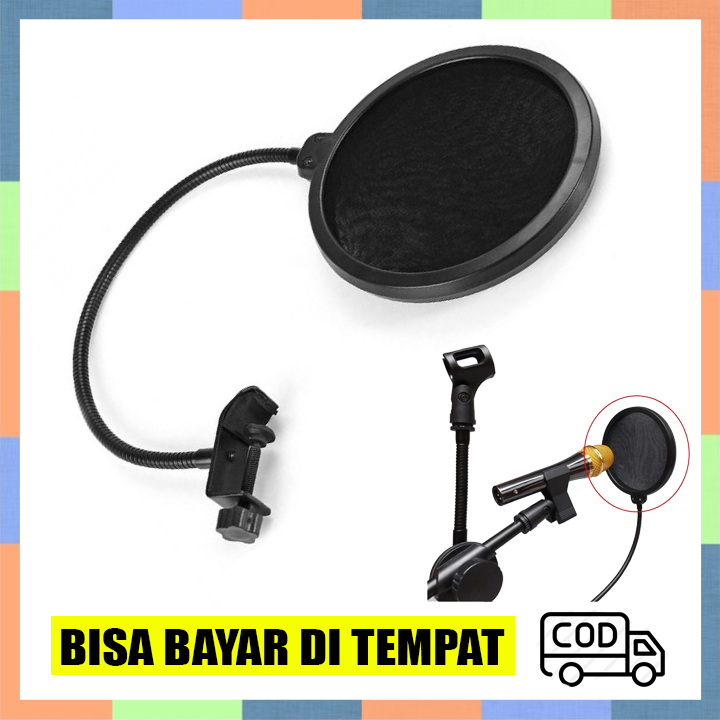 Pop Shield Filter Mikrofon Dual Layer BOP - Mic Kondensor Penyaring ...