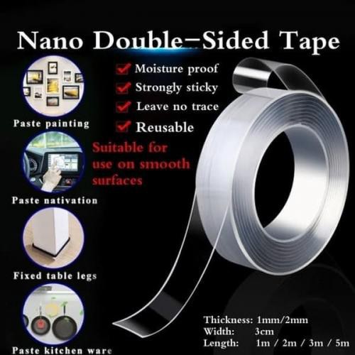 Selotip 1 mm x 1 meter Perekat 2 sisi Lem timbal balik Double tape ...