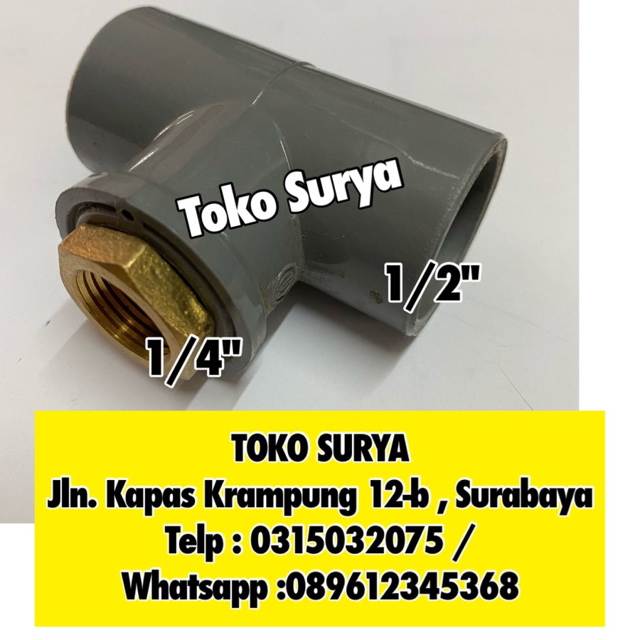 Fitting Pipa PVC Tee Otomatis Manometer Pressure Gauge Tee drat dalam 1 ...