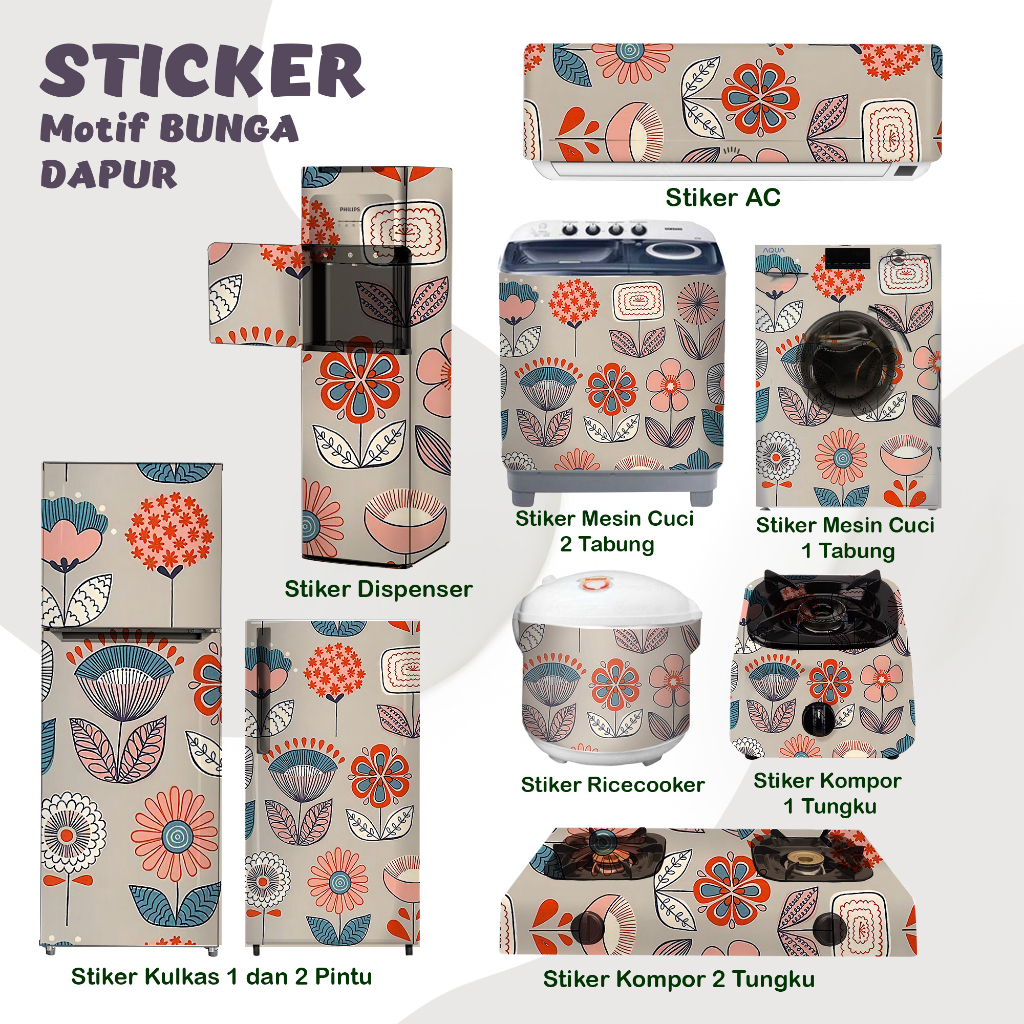 Stiker kulkas kompor mesin cuci 1 2 pintu tabung mata Rice Cooker ...