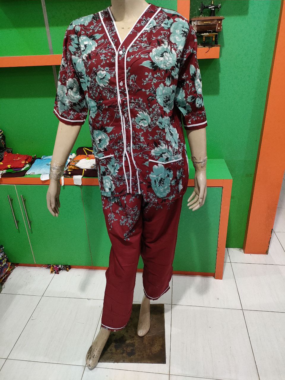 BAJU TIDUR PIAMA BATIK BAGAN SIAPI API MOTIF BUNGA COPLE STANDAR-JUMBO ...