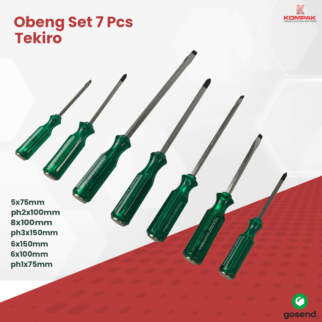 Obeng Kristal Tembus Isi 7 pcs / Go Thru Screwdriver Set TEKIRO ( Pukul ...