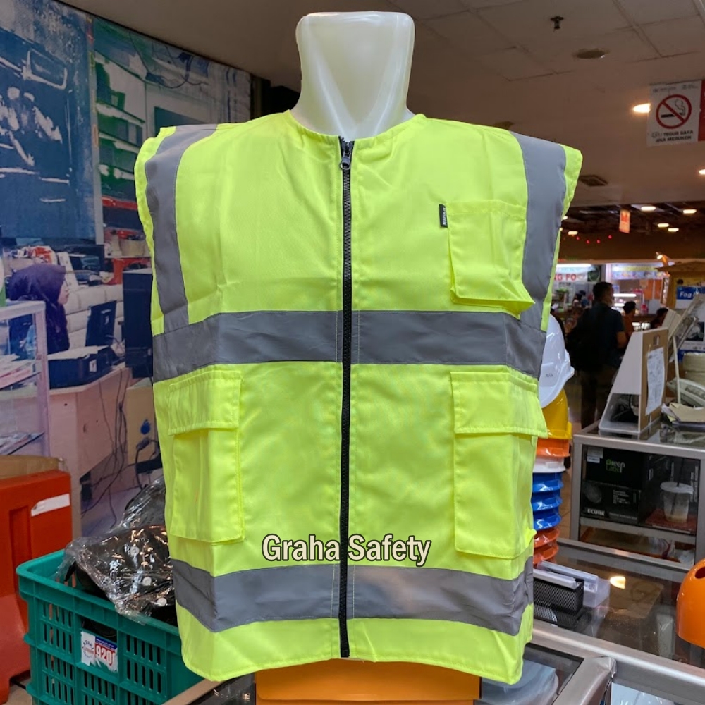 Rompi Safety American Drill Warna Hijau Stabilo Dengan Logo - Rompi ...