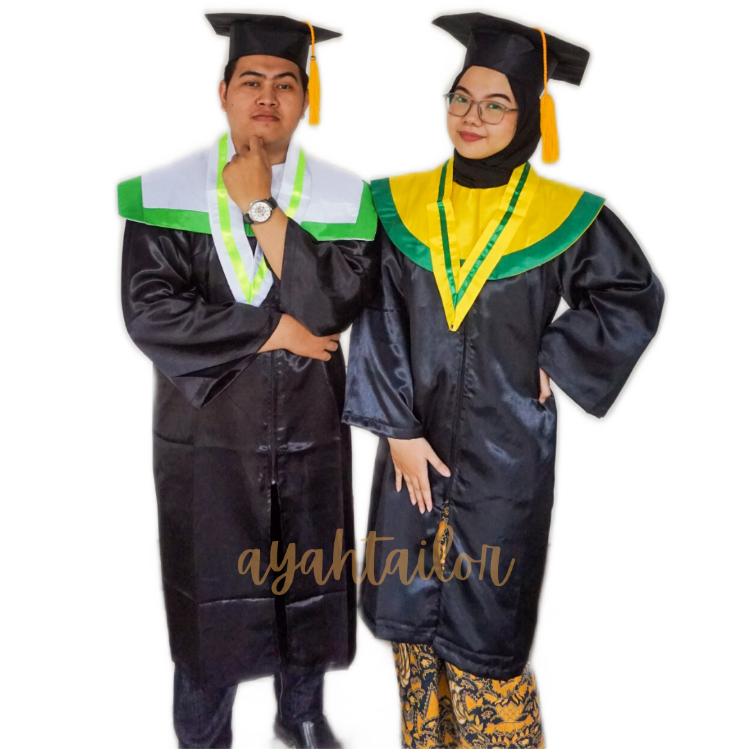 BAJU TOGA WISUDA DEWASA JUBAH WISUDA MAHASISWA TOGA WISUDA KERAH KUNING ...