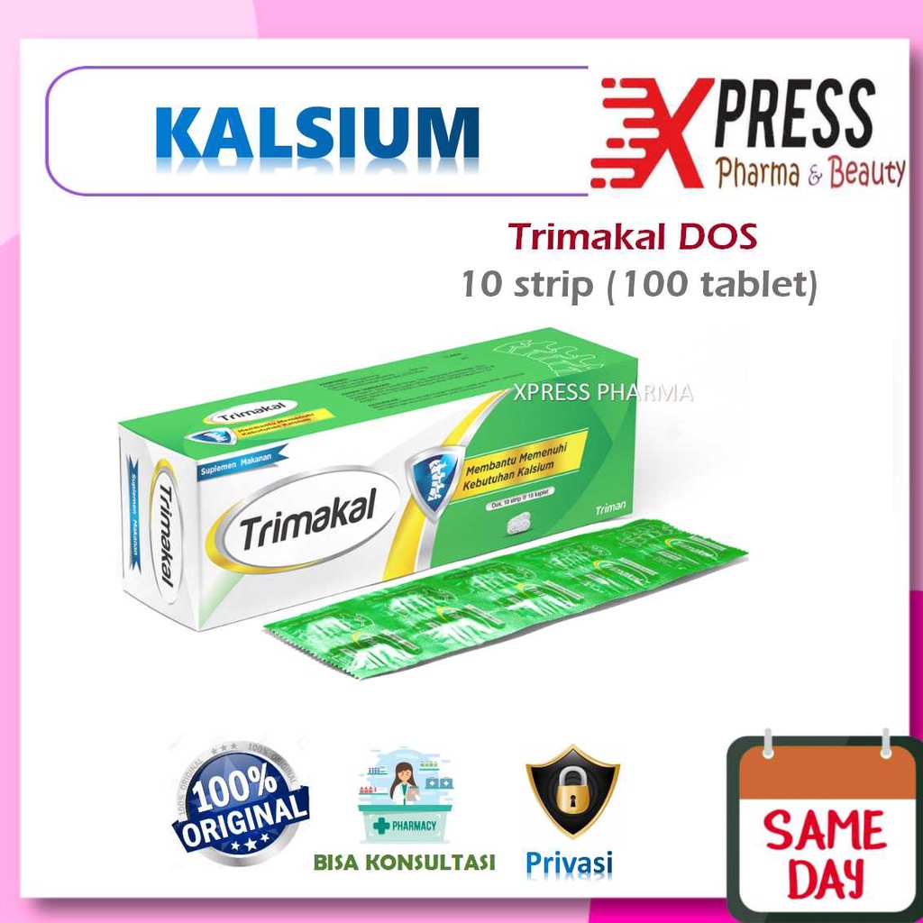 ⚡XPRESS⚡ Trimakal DOS 100 tablet Vitamin Tulang Kalsium 500 mg Kalk ...
