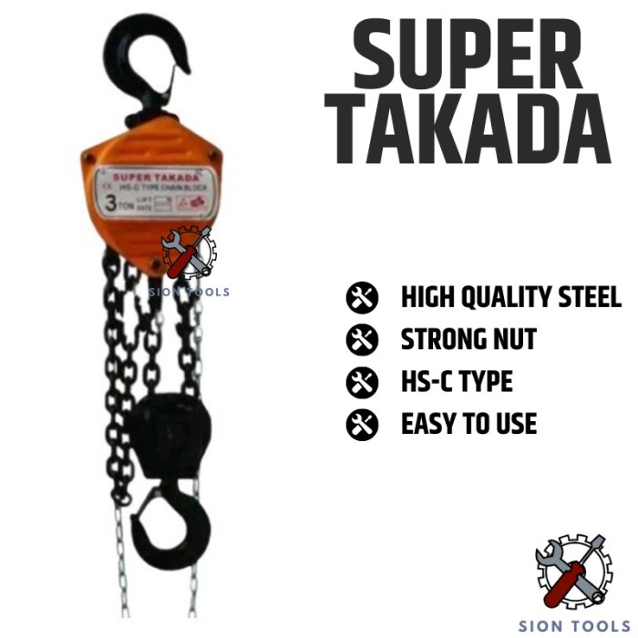 SUPER TAKADA CHAIN BLOCK 1 TON 10 METER / KATROL / TAKEL | Lazada Indonesia