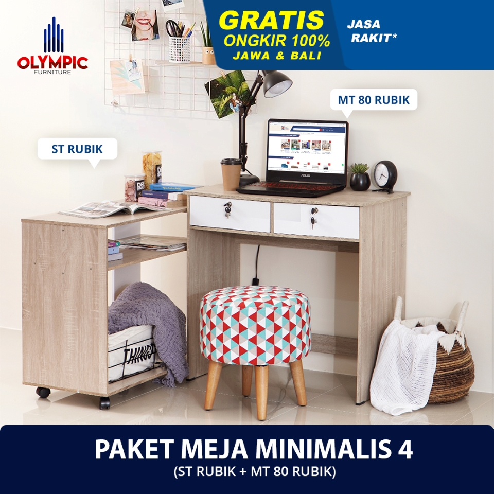 Olympic Paket Meja Rubik Series 04 ( MT 80 RUBIK + ST RUBIK) Meja Tulis ...