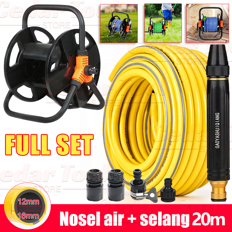 50m Gulungan Roll Selang air Portable Alat Penggulung Selang Air Taman ...