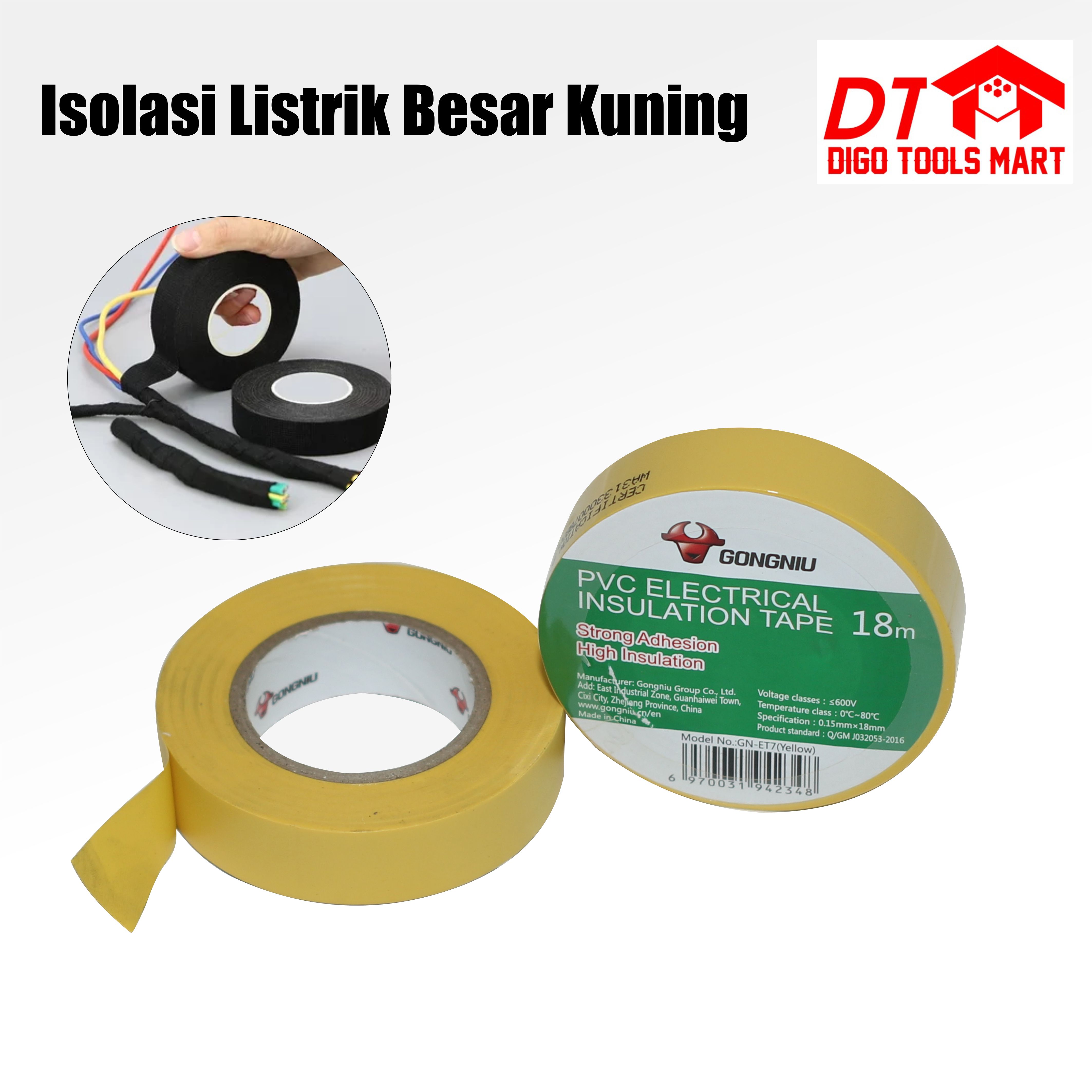 Isolasi Listrik Besar Kuning Electrical Tape PVC 18 Meter | Lazada ...