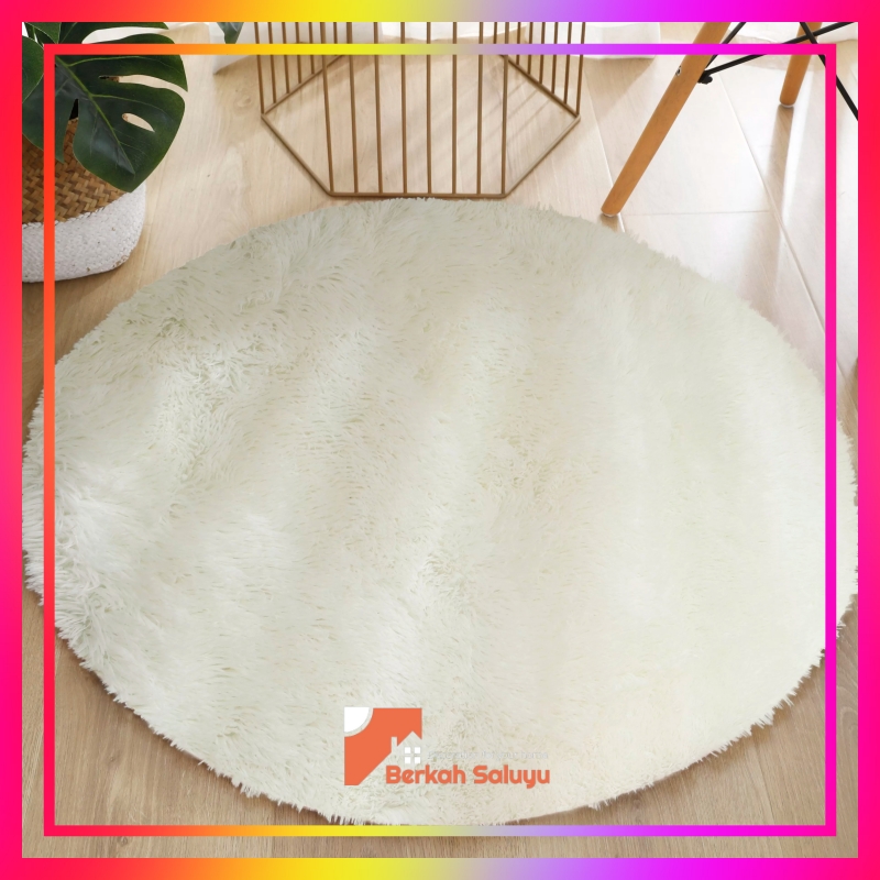 Karpet bulu bulat empuk diameter 100 tebal 5cm isi HDP aesthetic mewah ...