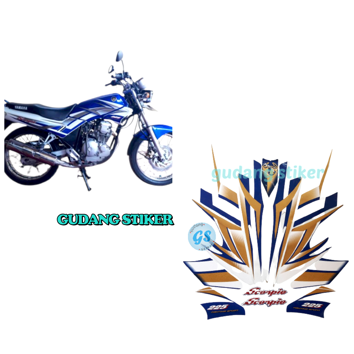 Stiker Striping Motor Yamaha SCORPIO 2004 Putih-biru | Lazada Indonesia