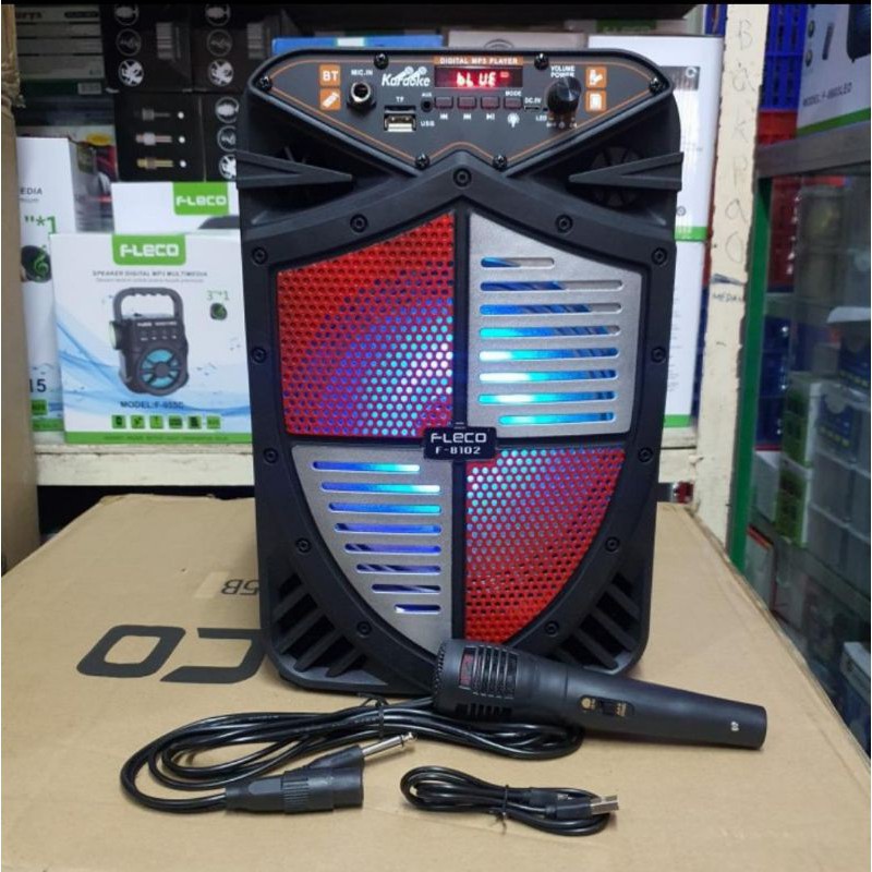 Fleco Speaker Karaoke bluetooth fleco 8102 free mic 8.5 inchi free mic ...