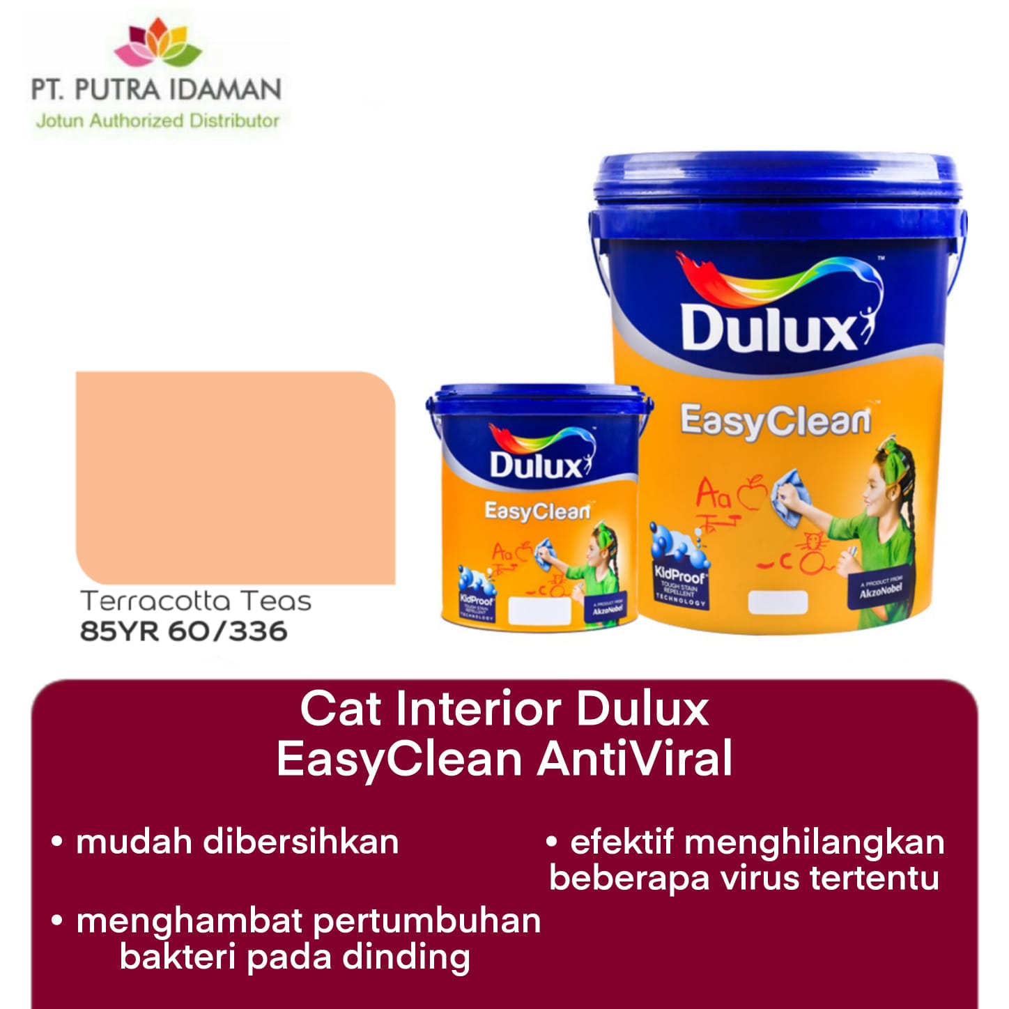 Cat Tembok Interior Dulux Easy Clean Anti Viral - Terracotta Teas 85YR ...