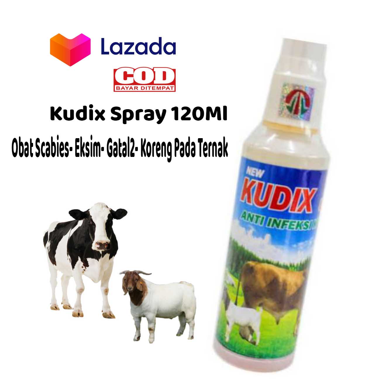 Kudix Spray 120Ml - Obat Scabies- Eksim- Gatal2- Koreng Pada Ternak ...
