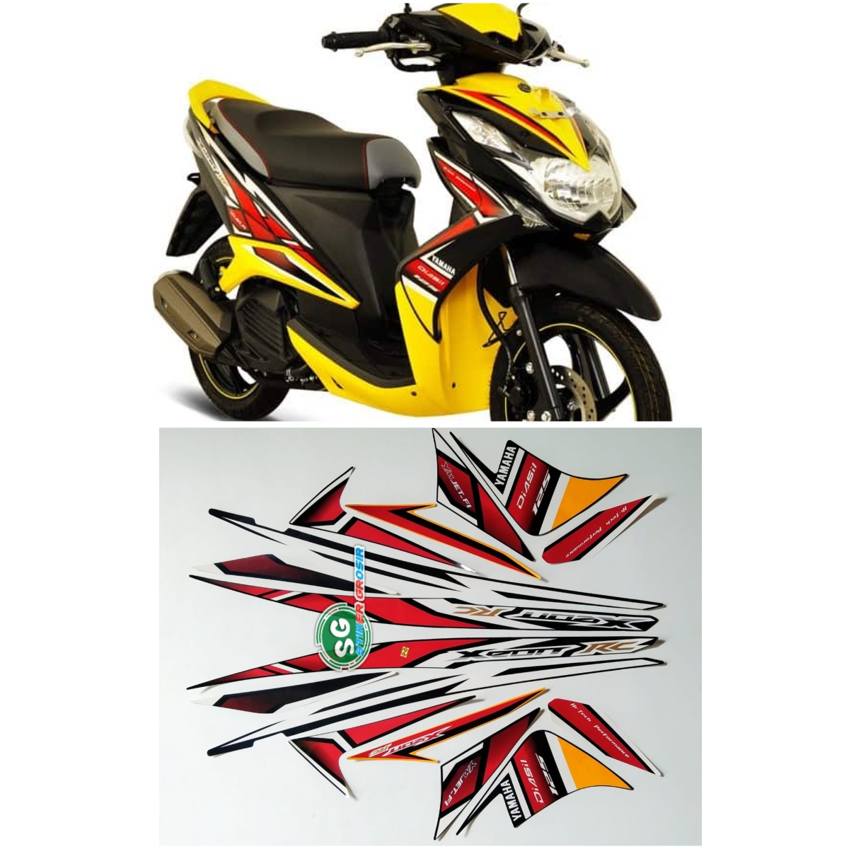 STIKER STRIPING LES LIS POLET BODY YAMAHA XEON RC 2012 2013 HITAM ...