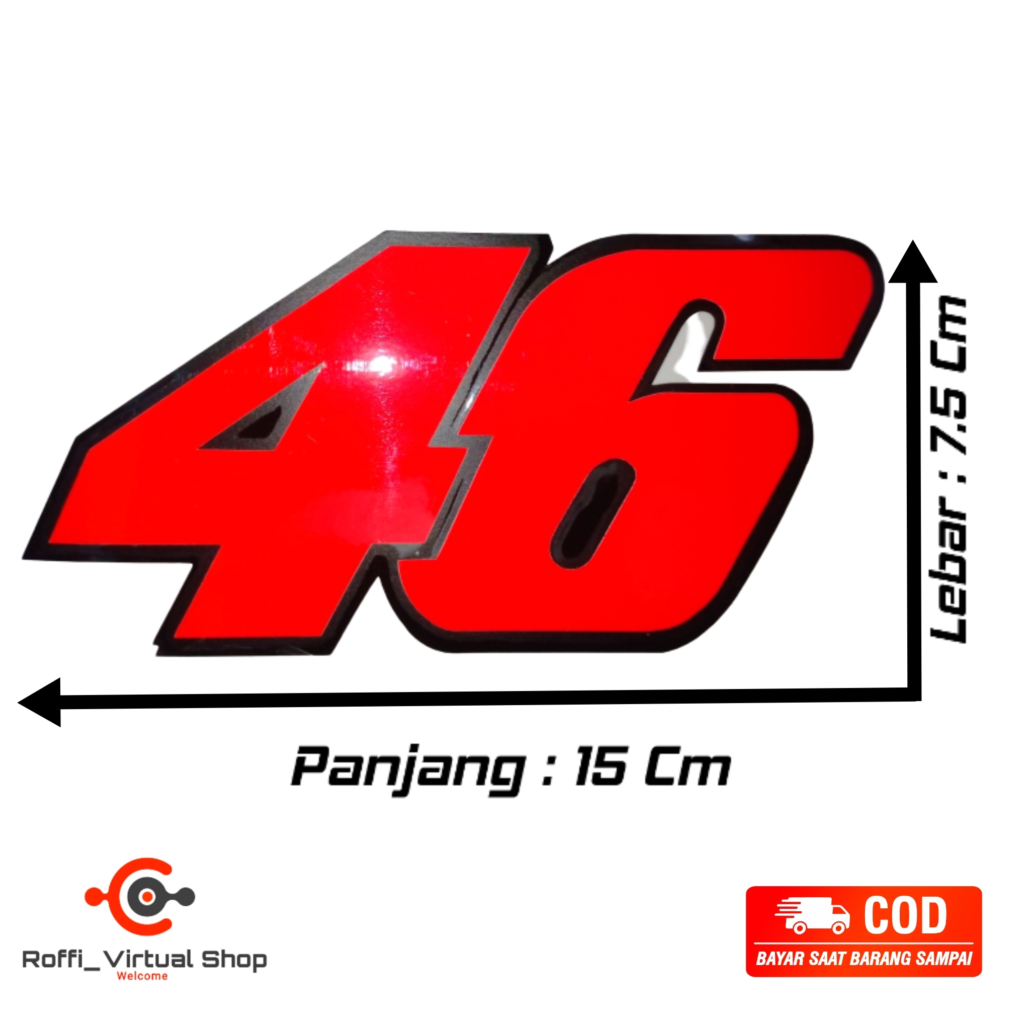 STIKER Cutting Angka 46 Ukuran 15x7.5 Cm (1 PCS) | Lazada Indonesia