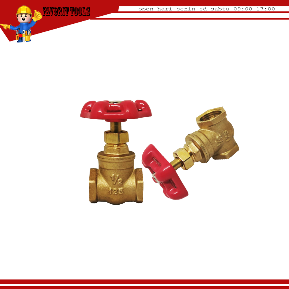 Gate Valve Bonuci Stop Kran Kuningan 1/2 Inch Drat Dalam Model Putar ...