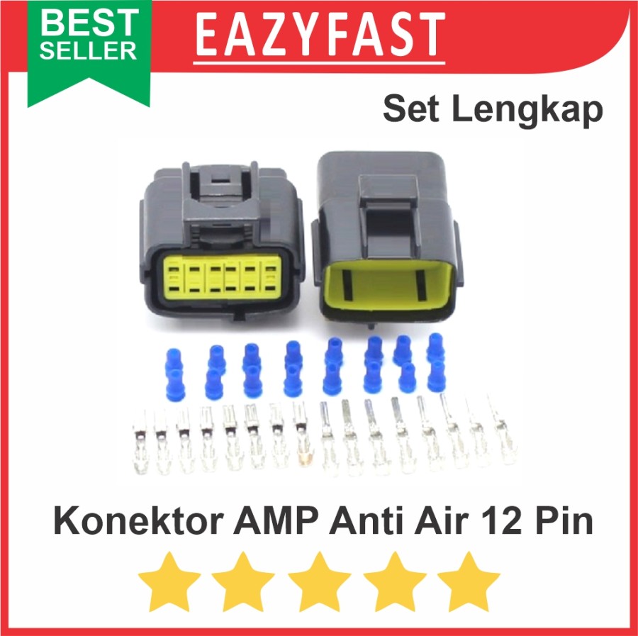 Konektor AMP 12p 12 Pin Kaki Waterproof Connector Anti Socket Kabel ...