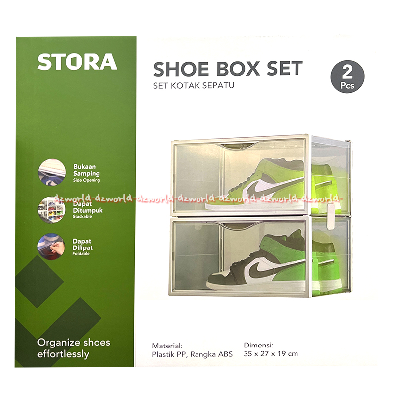 Stora 2pcs Stackable Shoe Box Kotak Sepatu Bening Transparan Untuk ...