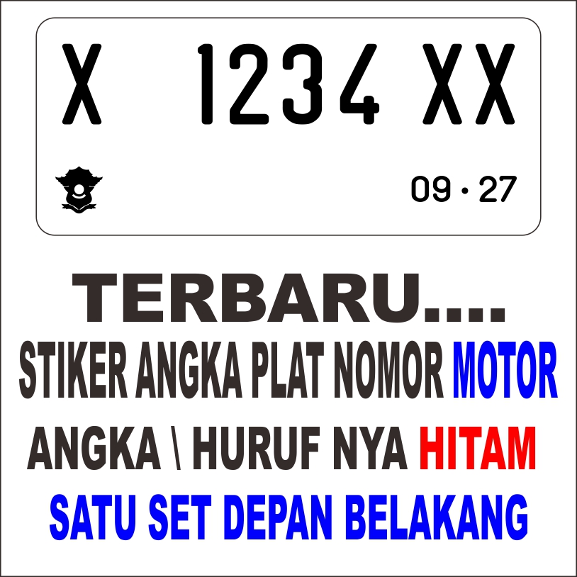 TERBARRUU..skotlet plat nomor motor angka dan huruf nya hitam / sticker ...