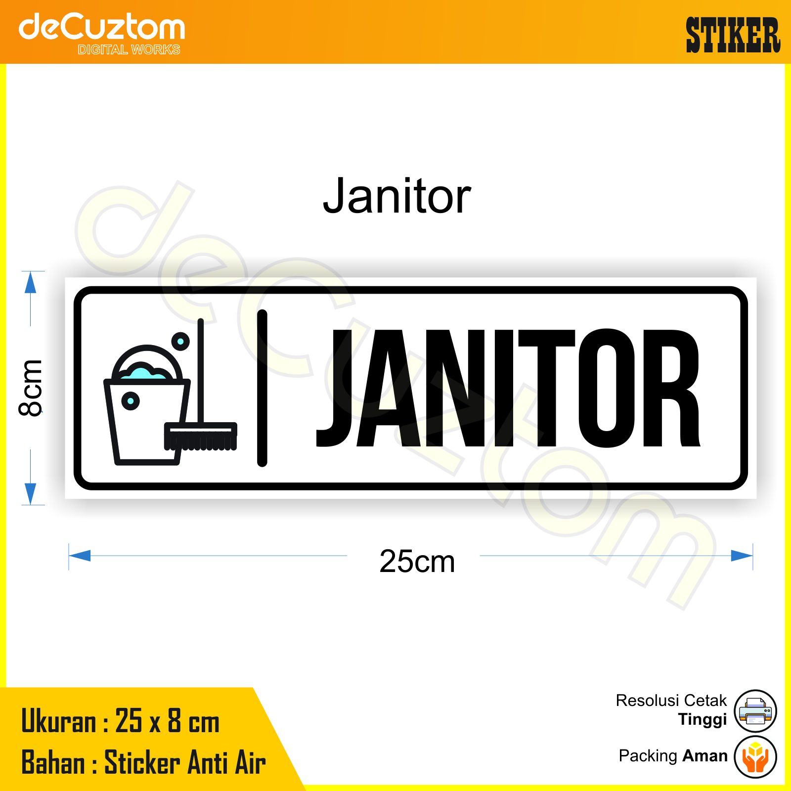 Sticker Penanda Ruang Janitor Stiker Ruang Kebersihan Gedung deCuztom ...