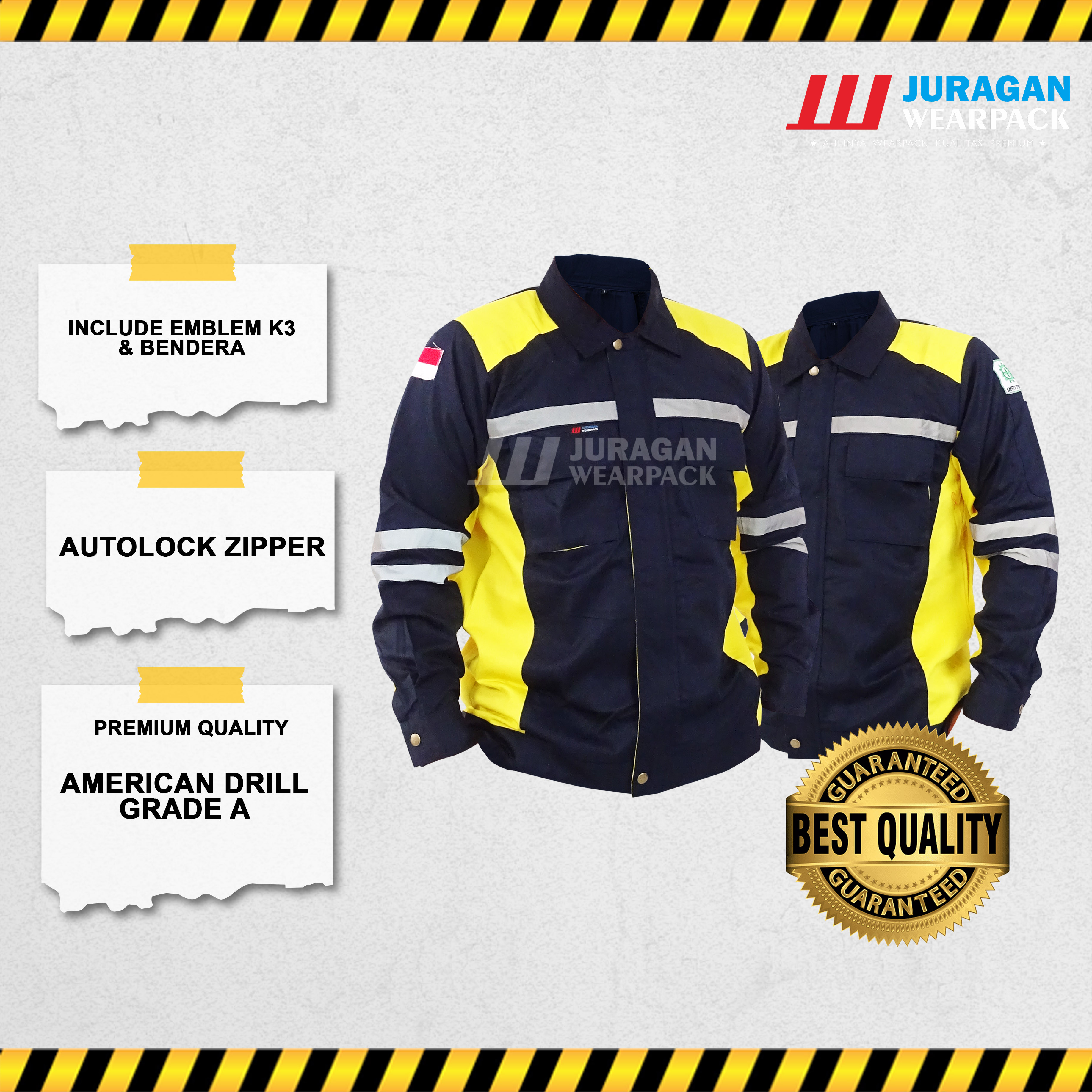 Wearpack Kerja Model Ultimate Warna Kuning Kombinasi Biru Navy | Lazada ...