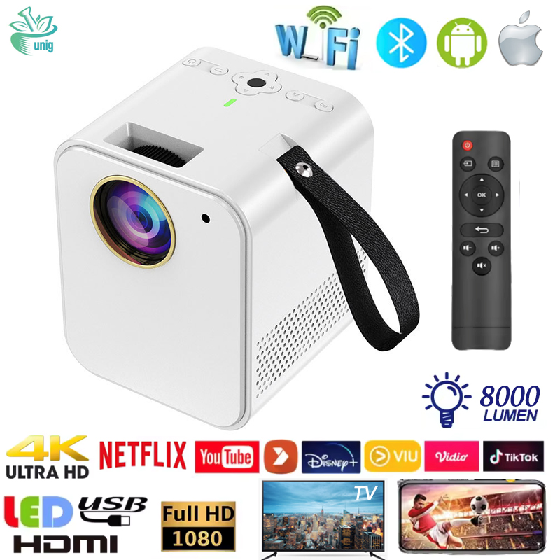 (𝐆𝐫𝐚𝐭𝐢𝐬 𝐎𝐧𝐠𝐤𝐢𝐫) Proyektor HD Smart Projector 1080P & 4K With WiFi ...