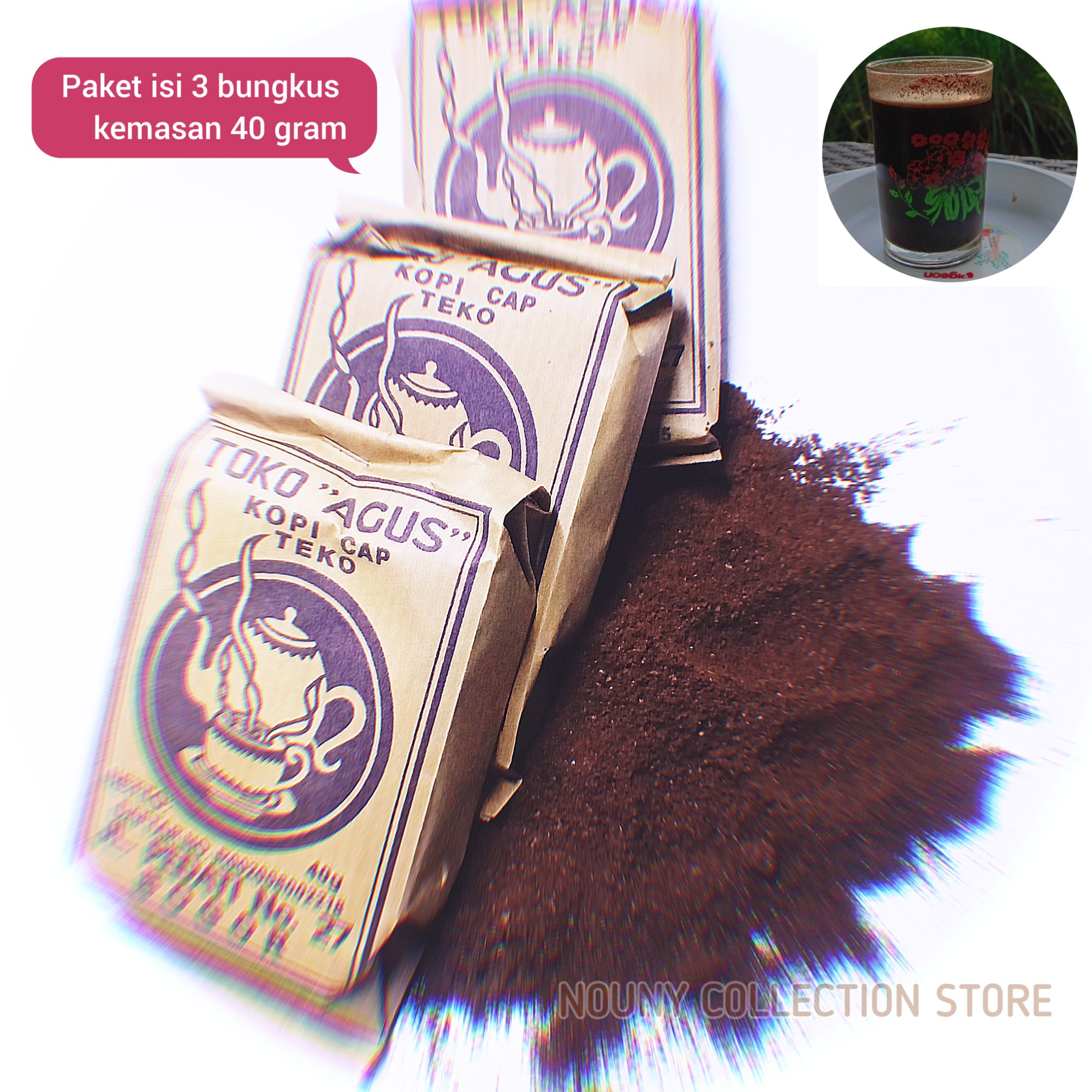 Paket 3 bungkus kopi agus cap teko kemasan isi 40gr - kopi tanpa gula ...